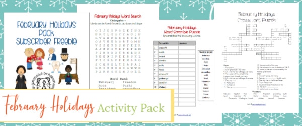February Holidays Printable Pack - Year Round Homeschooling