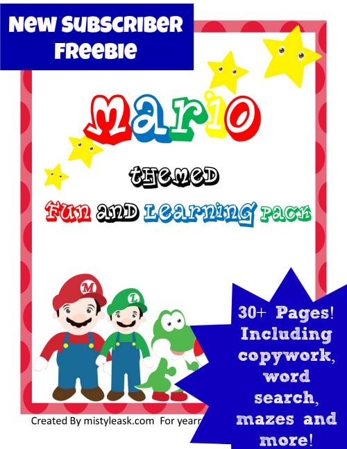 Mario Themed Fun and Learning Pack Pinnable - Year Round Homeschooling
