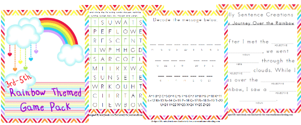 Free Rainbow Game Pack (3rd-5th) - Year Round Homeschooling