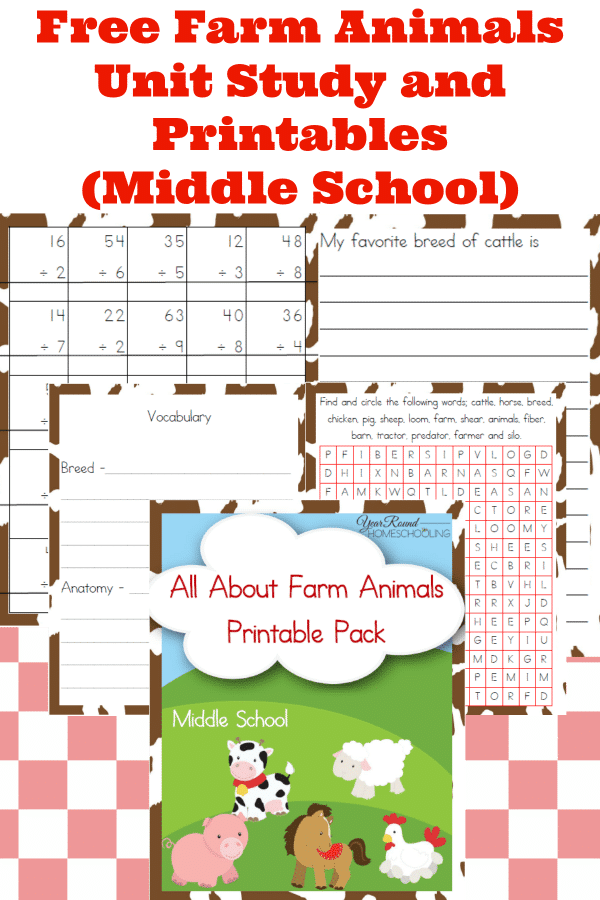 Free Down on the Farm Unit Study and Printables (Middle School) - Year ...