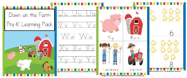 Free Down on the Farm Pre-K Learning Pack - Year Round Homeschooling