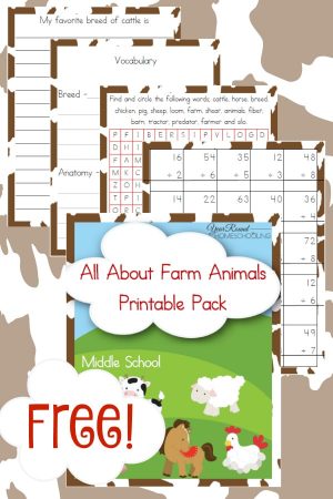 Farm Animals Middle School Pack - Year Round Homeschooling