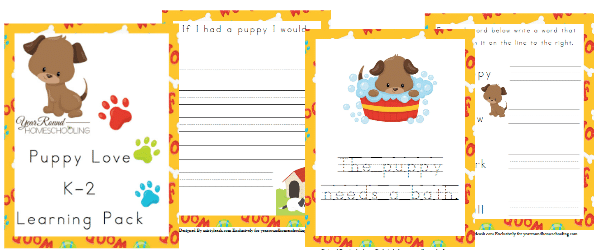 Free Puppy Love K-2 Learning Pack - Year Round Homeschooling