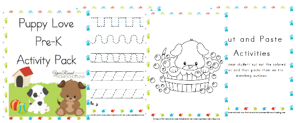Free Puppy Love Pre-K Activity Pack - Year Round Homeschooling