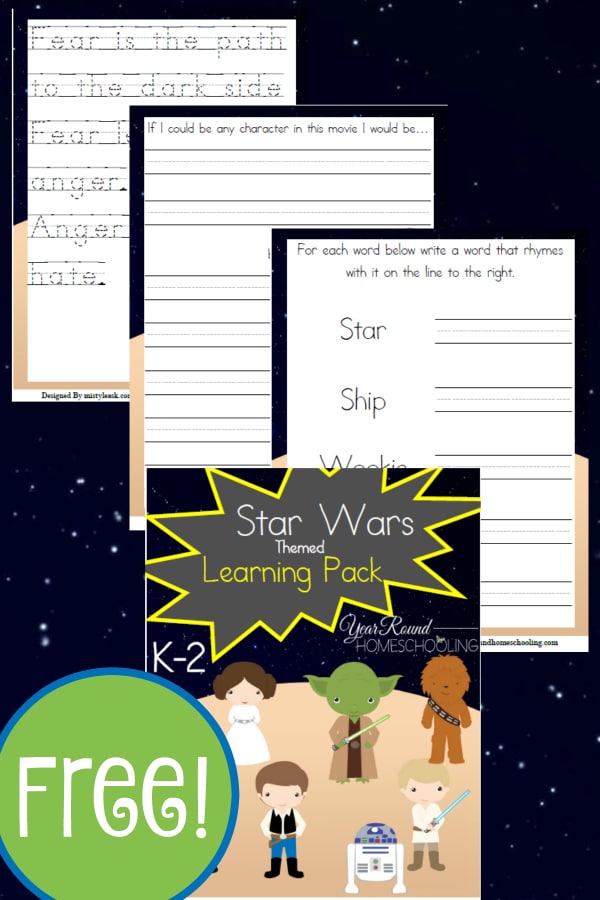 Free Star Wars Themed K-2 Learning Pack - Year Round Homeschooling