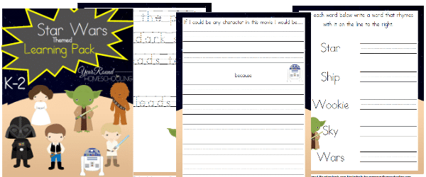 Free Star Wars Themed K-2 Learning Pack - Year Round Homeschooling