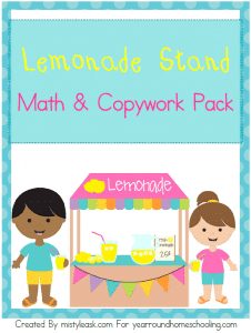 Free Lemonade Stand Math & Copywork Pack - Year Round Homeschooling