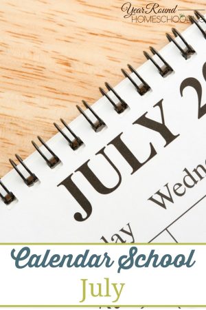 Calendar School - July - Year Round Homeschooling