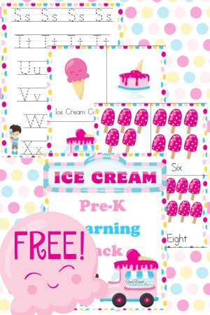 Free Ice Cream Pre-K Learning Pack - Year Round Homeschooling