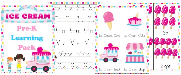 Free Ice Cream Pre-K Learning Pack - Year Round Homeschooling