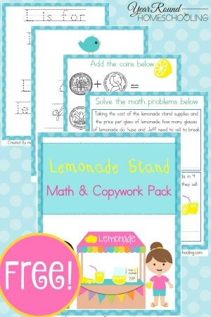 Free Lemonade Stand Math & Copywork Pack - Year Round Homeschooling