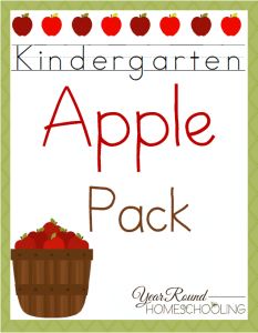Free Kindergarten Apple Pack - Year Round Homeschooling