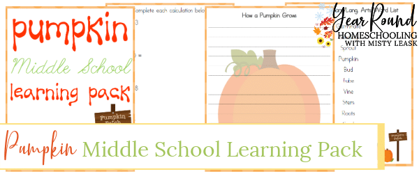 Free Pumpkin Middle School Learning Pack - Year Round Homeschooling