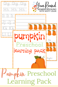 Free Pumpkin Preschool Learning Pack - Year Round Homeschooling