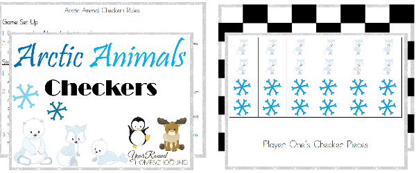 Arctic Animals Checkers - Year Round Homeschooling