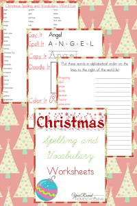 Christmas Spelling and Vocabulary Worksheets - Year Round Homeschooling