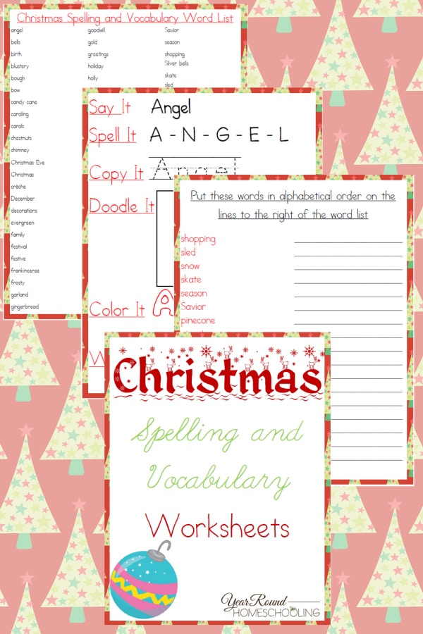 Christmas Spelling and Vocabulary Worksheets - Year Round Homeschooling