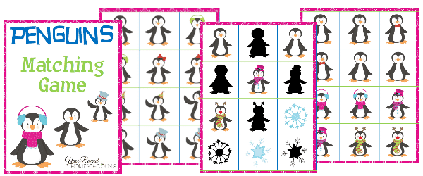 Penguins Matching Game Pack - Year Round Homeschooling