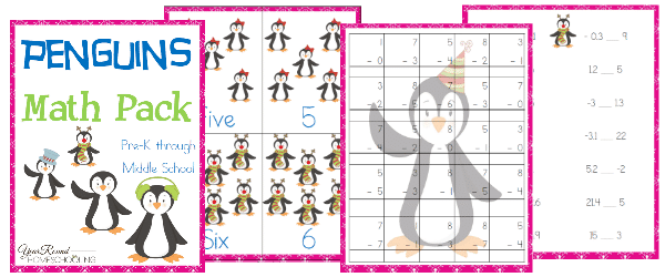 Penguins Math Pack (PreK-Middle School) - Year Round Homeschooling
