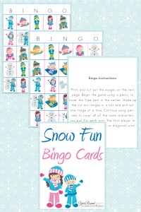 Snow Fun Bingo Cards - Year Round Homeschooling