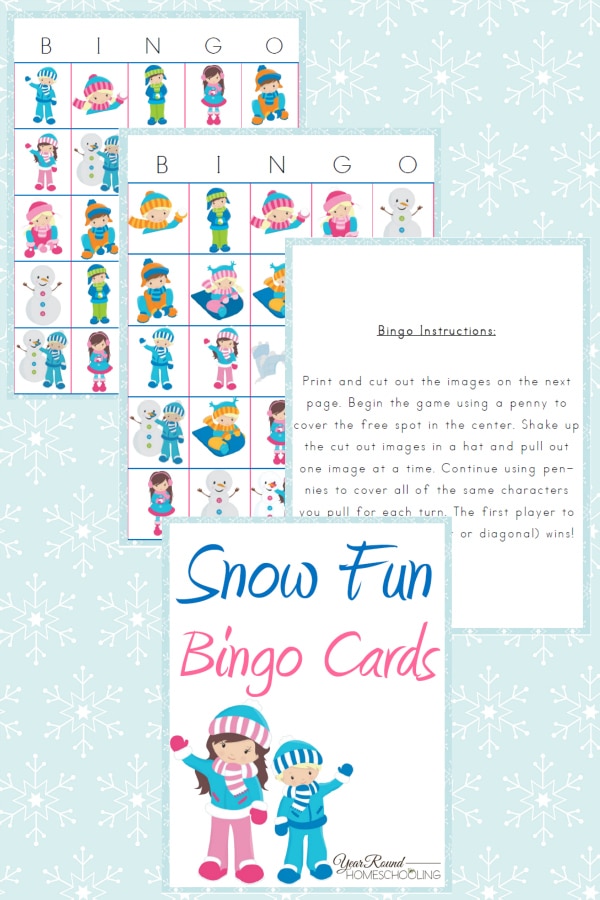 Snow Fun Bingo Cards - Year Round Homeschooling