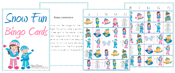 Snow Fun Bingo Cards - Year Round Homeschooling