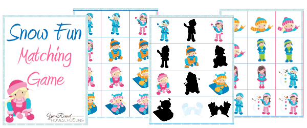 Snow Fun Matching Game Pack - Year Round Homeschooling