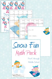 Snow Fun Math Pack - PreK through Middle School - Year Round Homeschooling