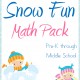 Snow Fun Math Pack - PreK through Middle School - Year Round Homeschooling