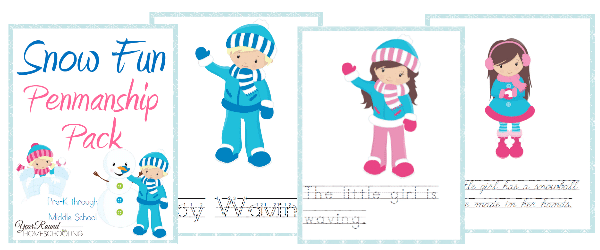 Snow Fun Penmanship Pack (PreK-Middle School) - Year Round Homeschooling