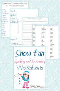 Snow Fun Spelling and Vocabulary Worksheets - Year Round Homeschooling