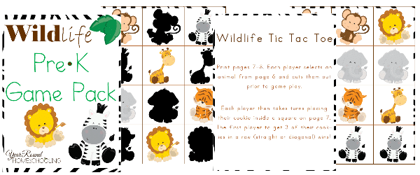 Free Wildlife PreK Game Pack - Year Round Homeschooling