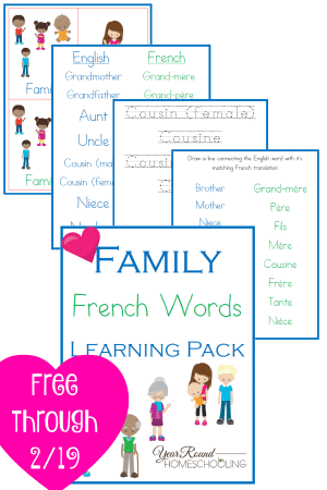 French Family Words Learning Pack - By Year Round Homeschooling - Year ...