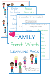 French Family Words - Year Round Homeschooling