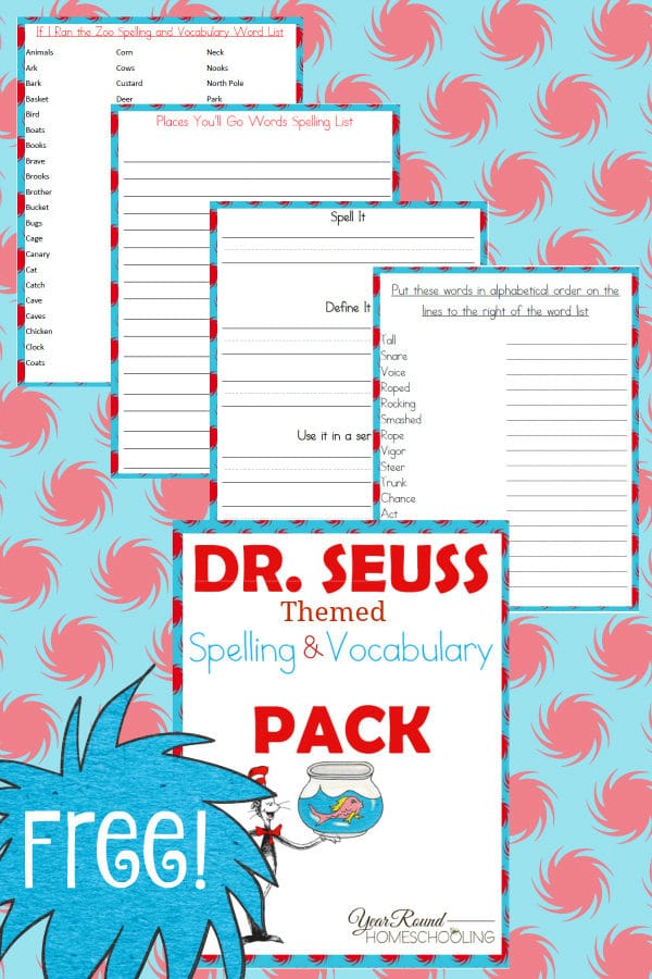 Dr. Seuss Spelling and Vocabulary Pack - Year Round Homeschooling