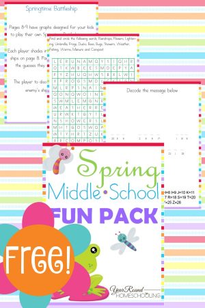 Free Spring Middle School Fun Pack - Year Round Homeschooling