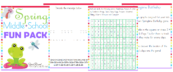 Free Spring Middle School Fun Pack - Year Round Homeschooling