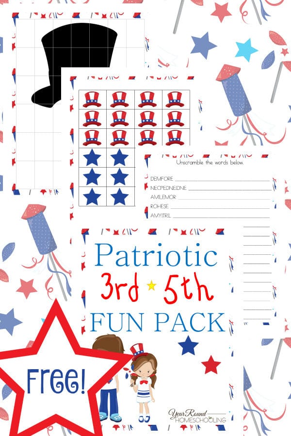 Patriotic 3rd-5th Fun Pack - Year Round Homeschooling