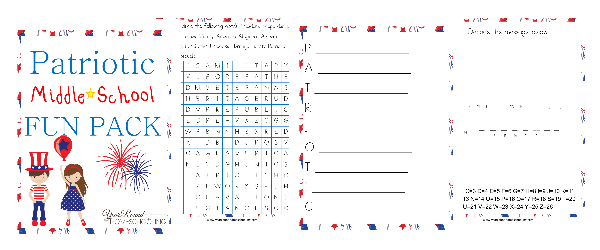 Free Patriotic Middle School Fun Pack - Year Round Homeschooling