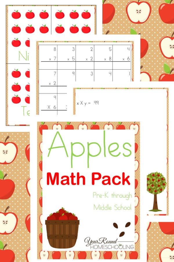 Apples Math Pack (PreK-Middle School) - Year Round Homeschooling