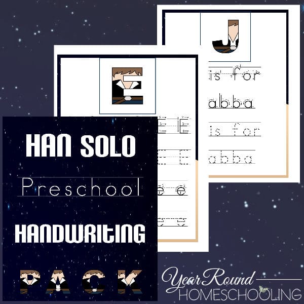 Han Solo Preschool Handwriting Pack - Year Round Homeschooling