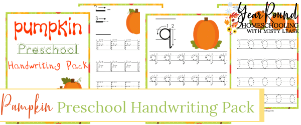 Pumpkin PreK Handwriting Pack - Year Round Homeschooling