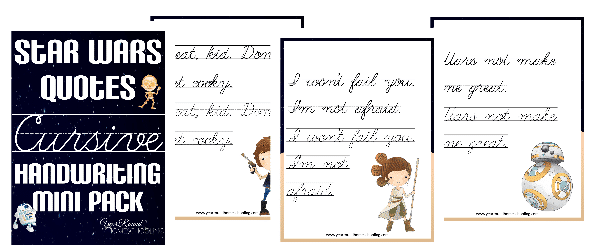 Star Wars Cursive Handwriting Mini Pack - Year Round Homeschooling
