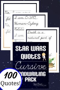 Star Wars Cursive Handwriting Mini Pack - Year Round Homeschooling