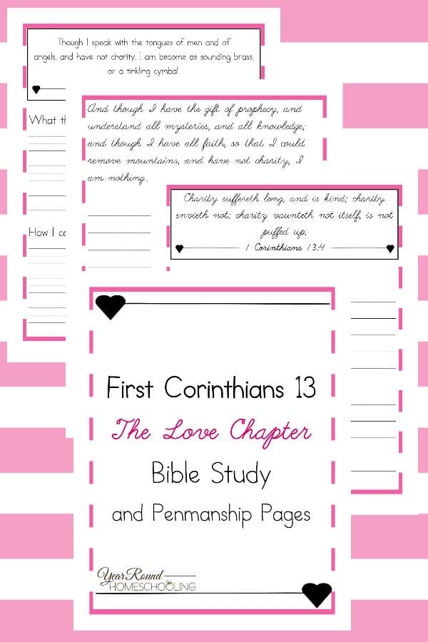 First Corinthians 13: The Love Chapter Bible Study and Penmanship Pages ...