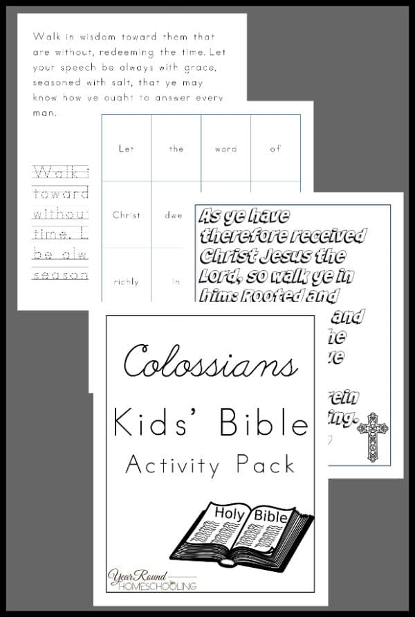 Colossians Kids' Bible Activity Pack - Year Round Homeschooling