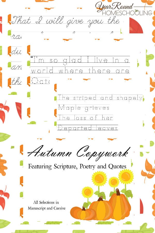 Autumn Copywork - Year Round Homeschooling