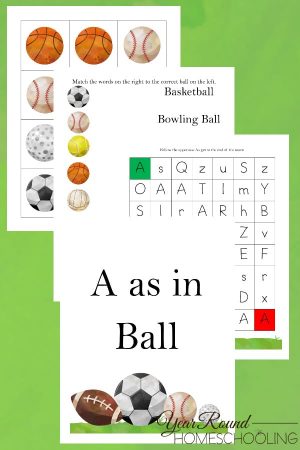 A as in Ball Activity Pack - Year Round Homeschooling