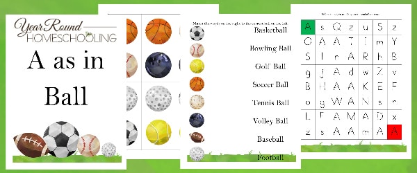 A as in Ball Activity Pack - Year Round Homeschooling