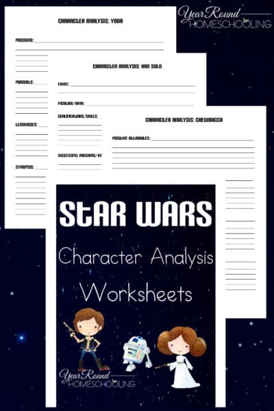Star Wars Character Analysis Worksheets - Year Round Homeschooling